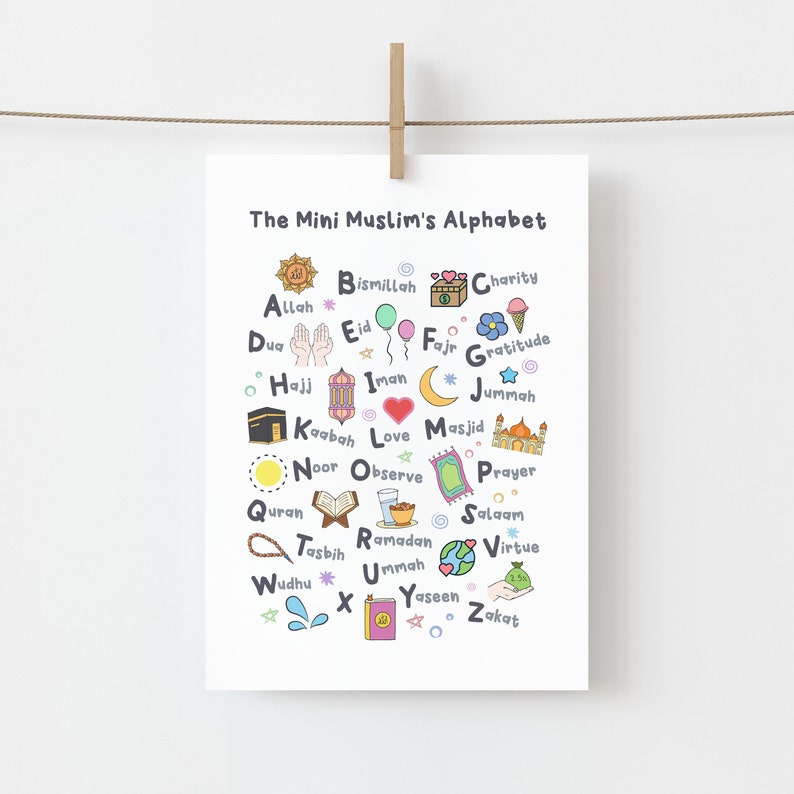 Islamic Alphabet Muslim Kids Alphabet Islamic Nursery Wall Art ...