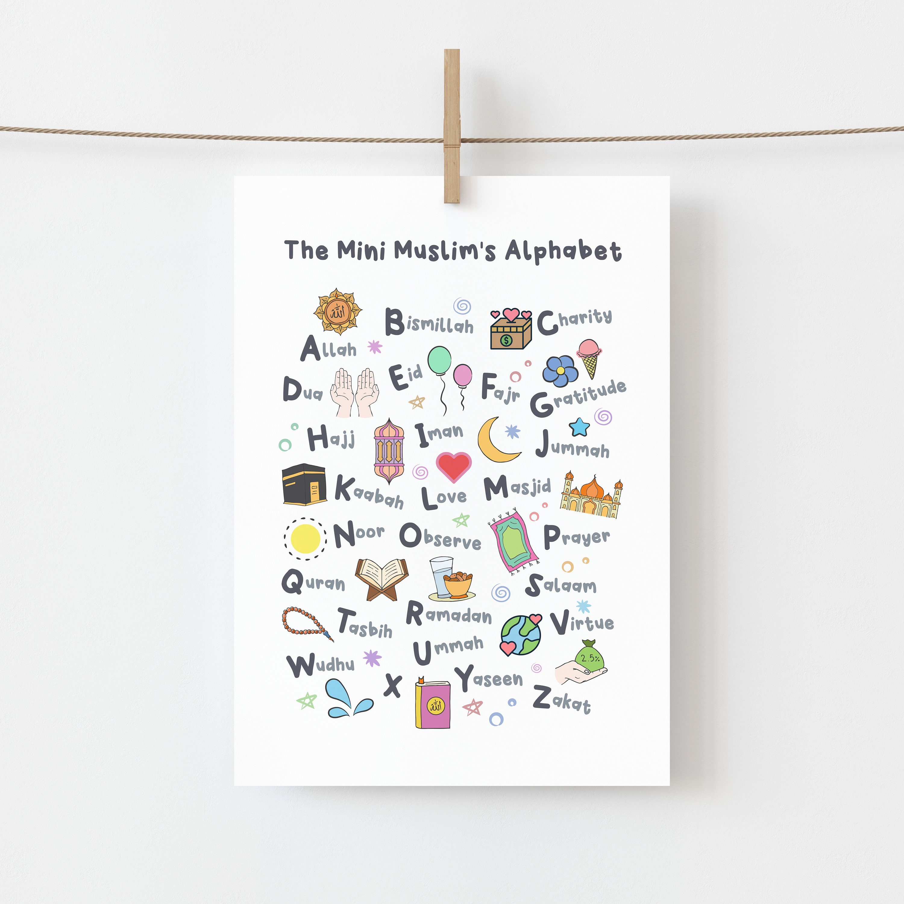 Islamic Alphabet | Muslim Kids Alphabet | Islamic Nursery Wall Art ...