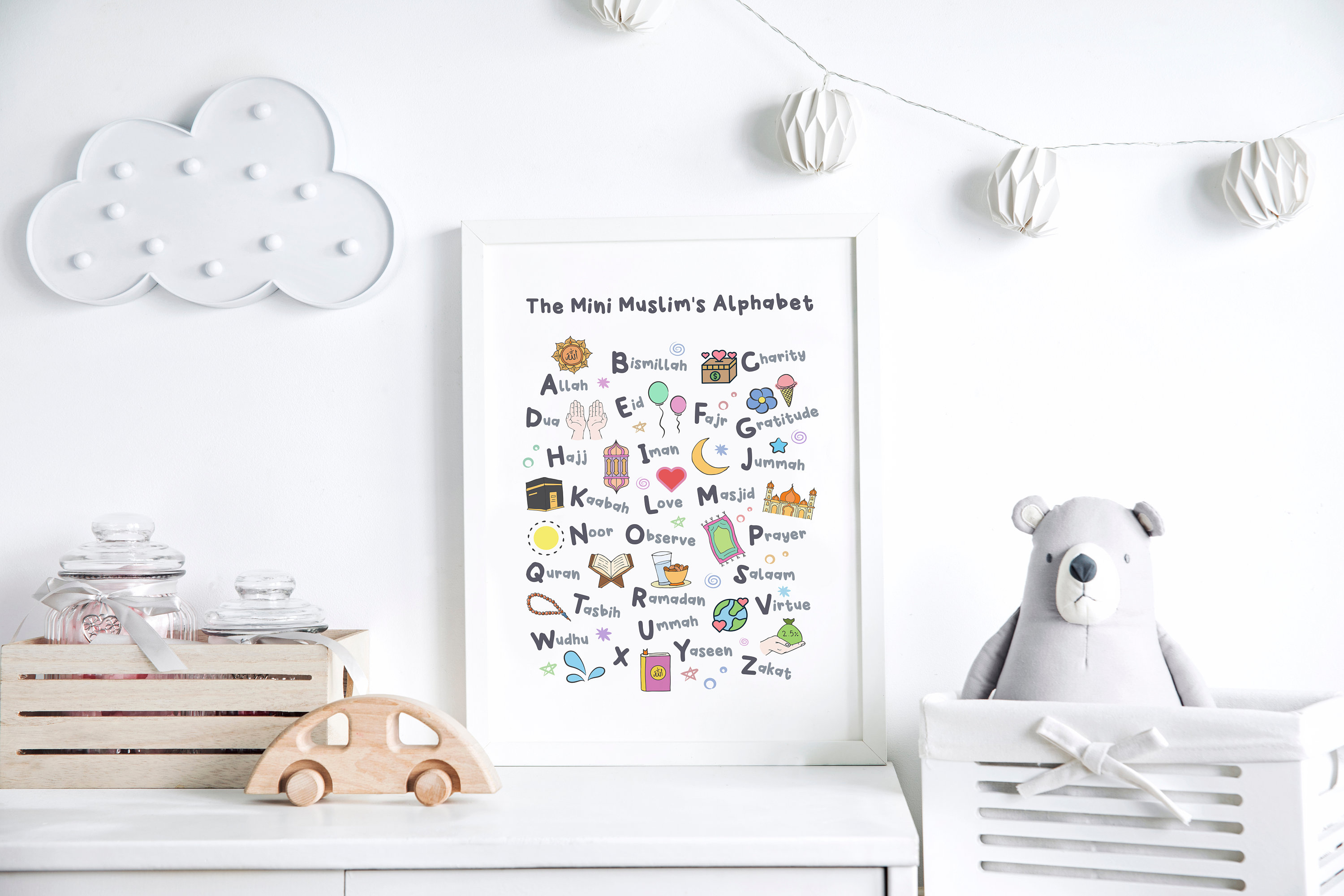 Islamic Alphabet Muslim Kids Alphabet Islamic Nursery Wall Art ...