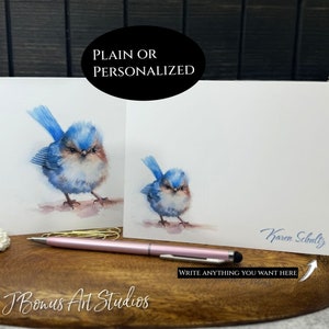Bluebird Notecards With Envelopes, Folded Note Cards With Name, Blank ...