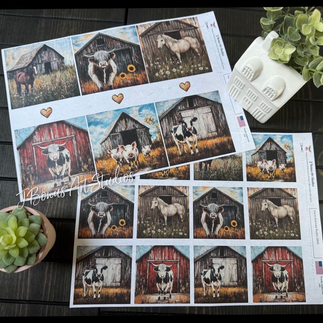 Farm Decoupage A4 Rice Paper, Small DIY Craft Projects, Ephemera Junk ...