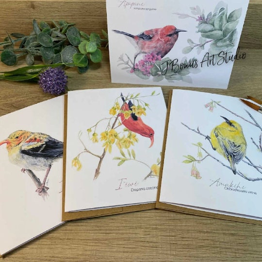 Hawaii Birds Blank Note Card Set With Envelopes Original Watercolor Art ...