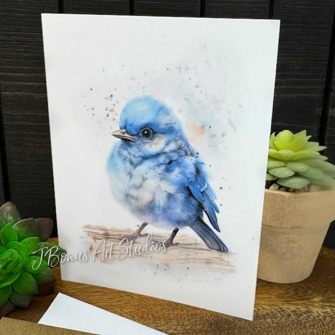 Baby Bluebird Notecards With Envelopes, Folded Note Cards With Name ...