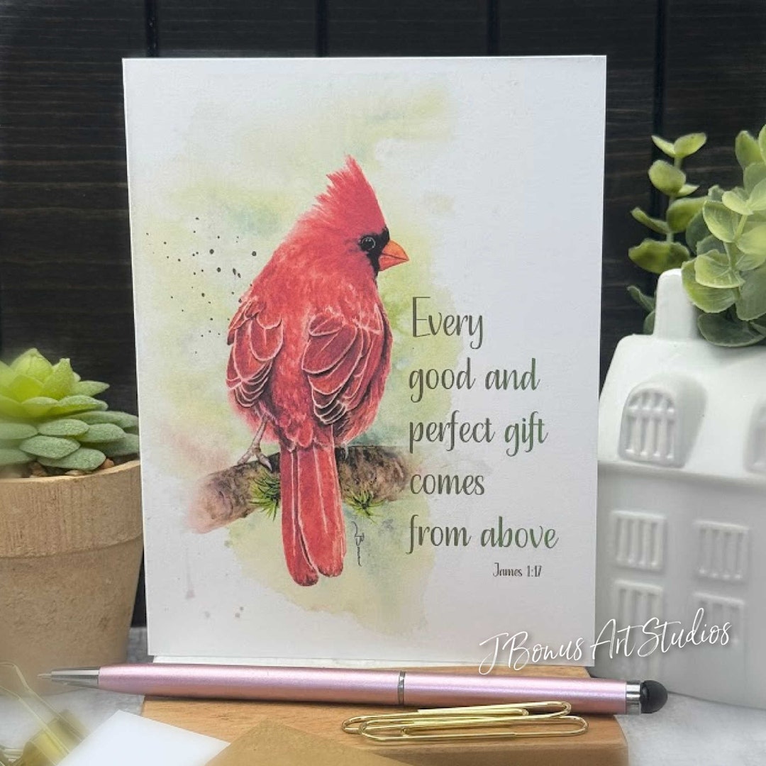 Cardinal Scripture Notecards With Envelope Set, Watercolor Folded Note ...