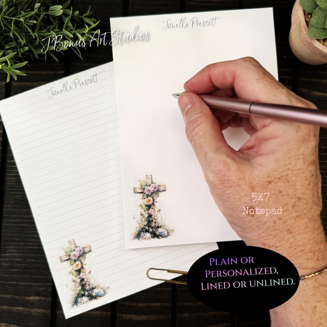 Old Cross Notepad, 5x7 Lined or Unlined, Plain or Personalized With ...
