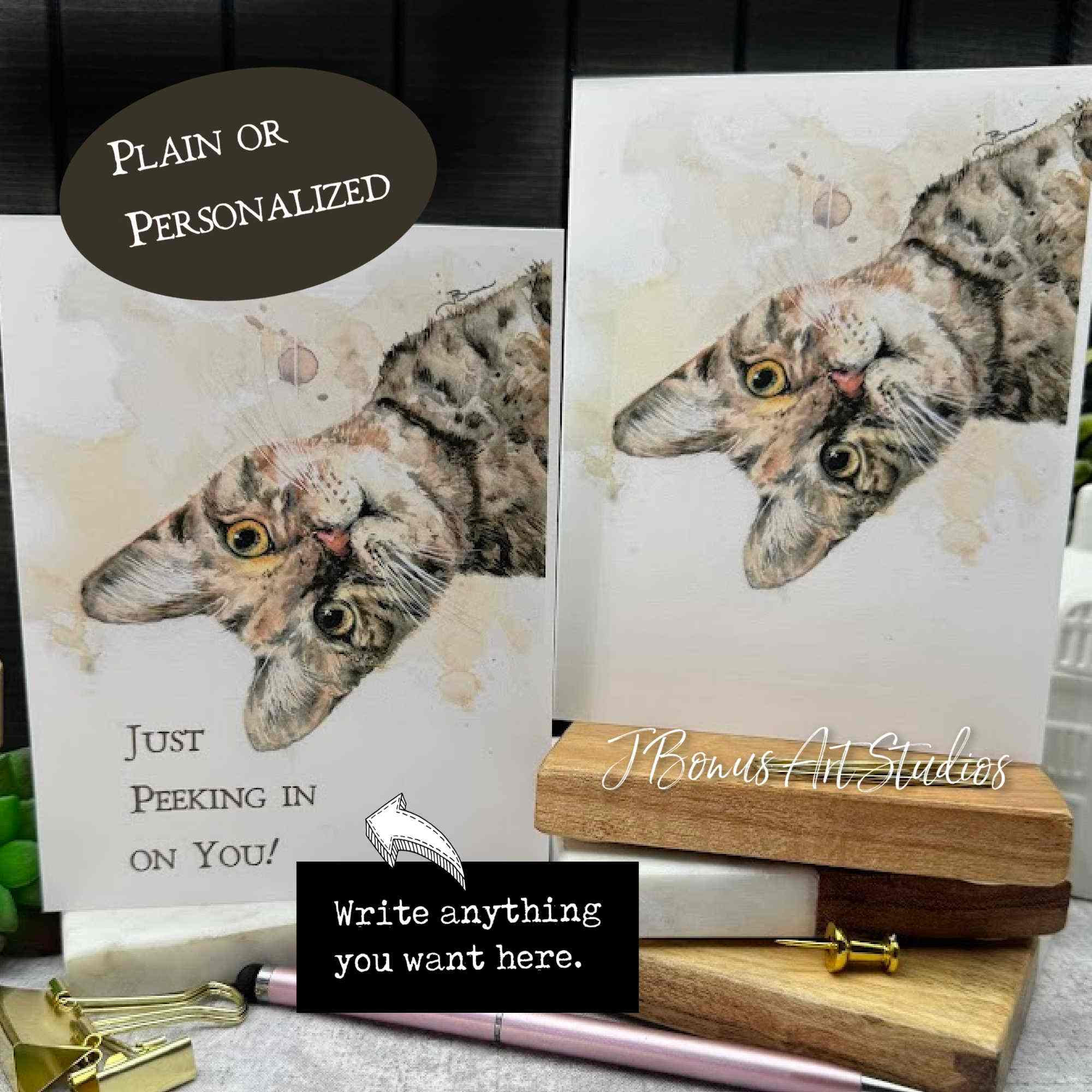 Peeking Cat Notecards With Envelopes, Folded Note Cards, Stationery ...