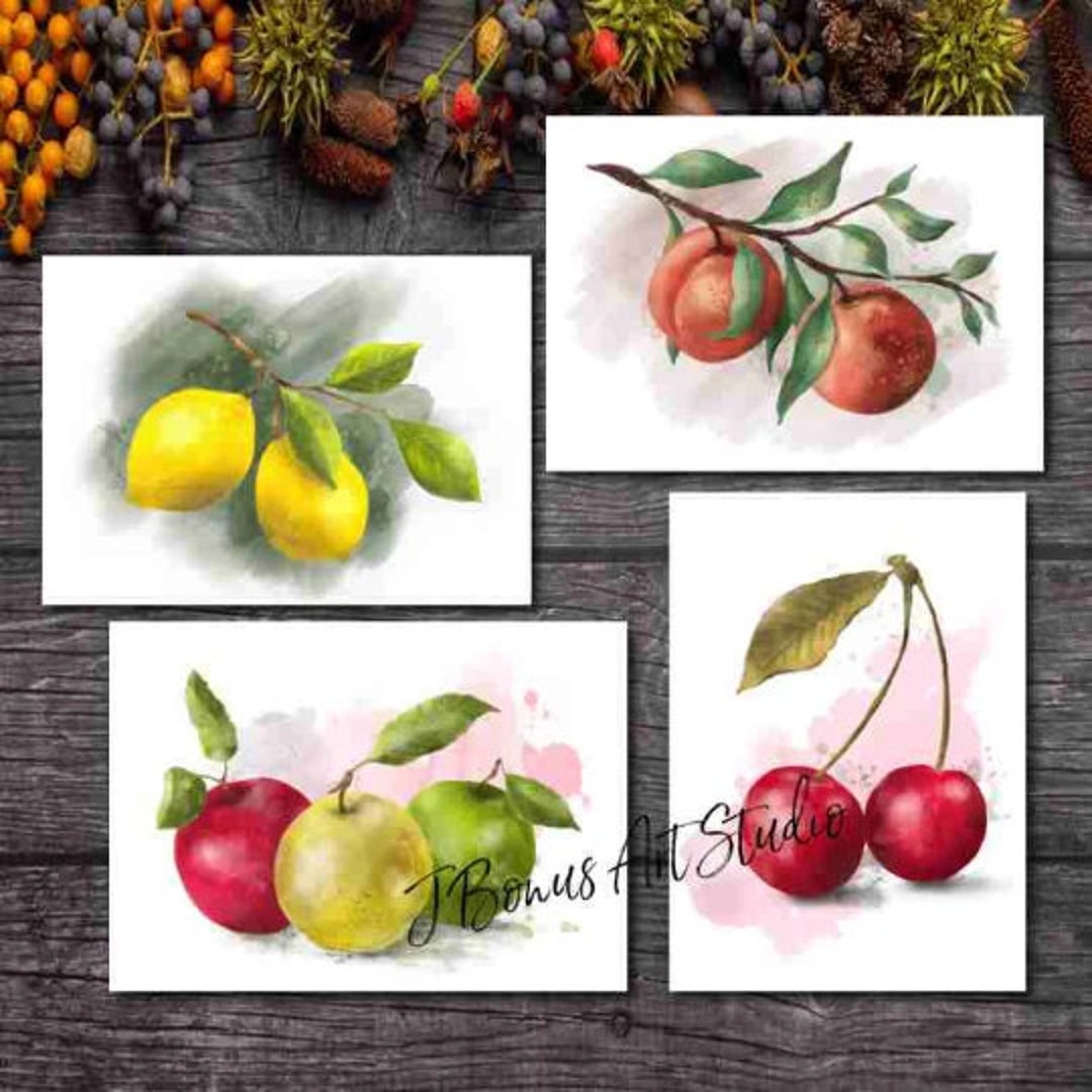 Colorful Fruit Blank Note Card Set With Envelopes Original - Etsy