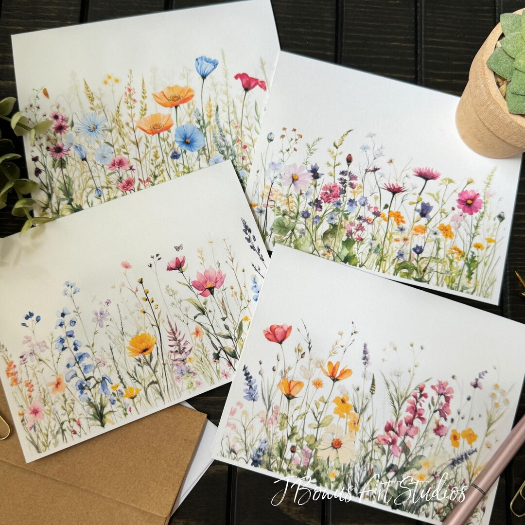 Wildflowers Notecards With Envelopes, Assorted Folded Note Cards ...