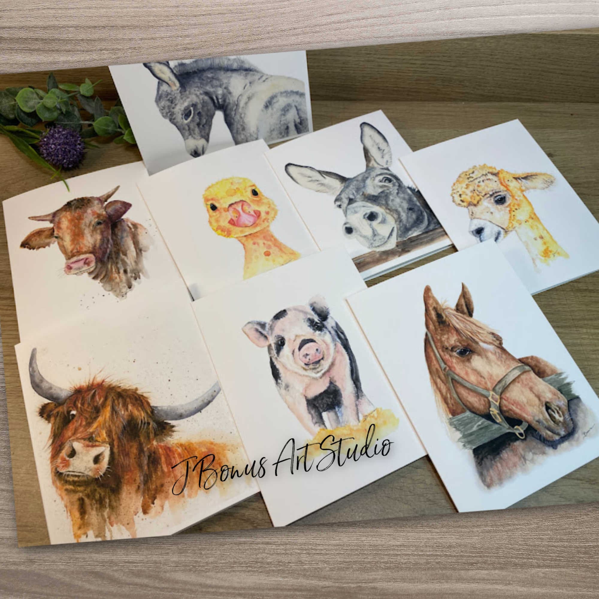 Farm Life Set of Notecards With Envelopes Original Watercolor - Etsy