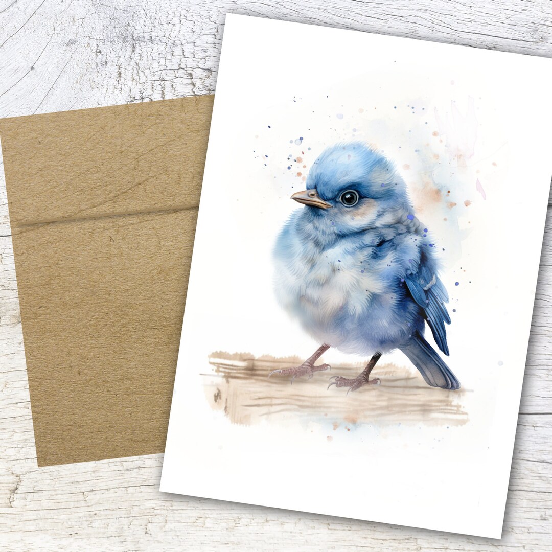 Baby Bluebird Notecards With Envelopes, Folded Note Cards With Name ...