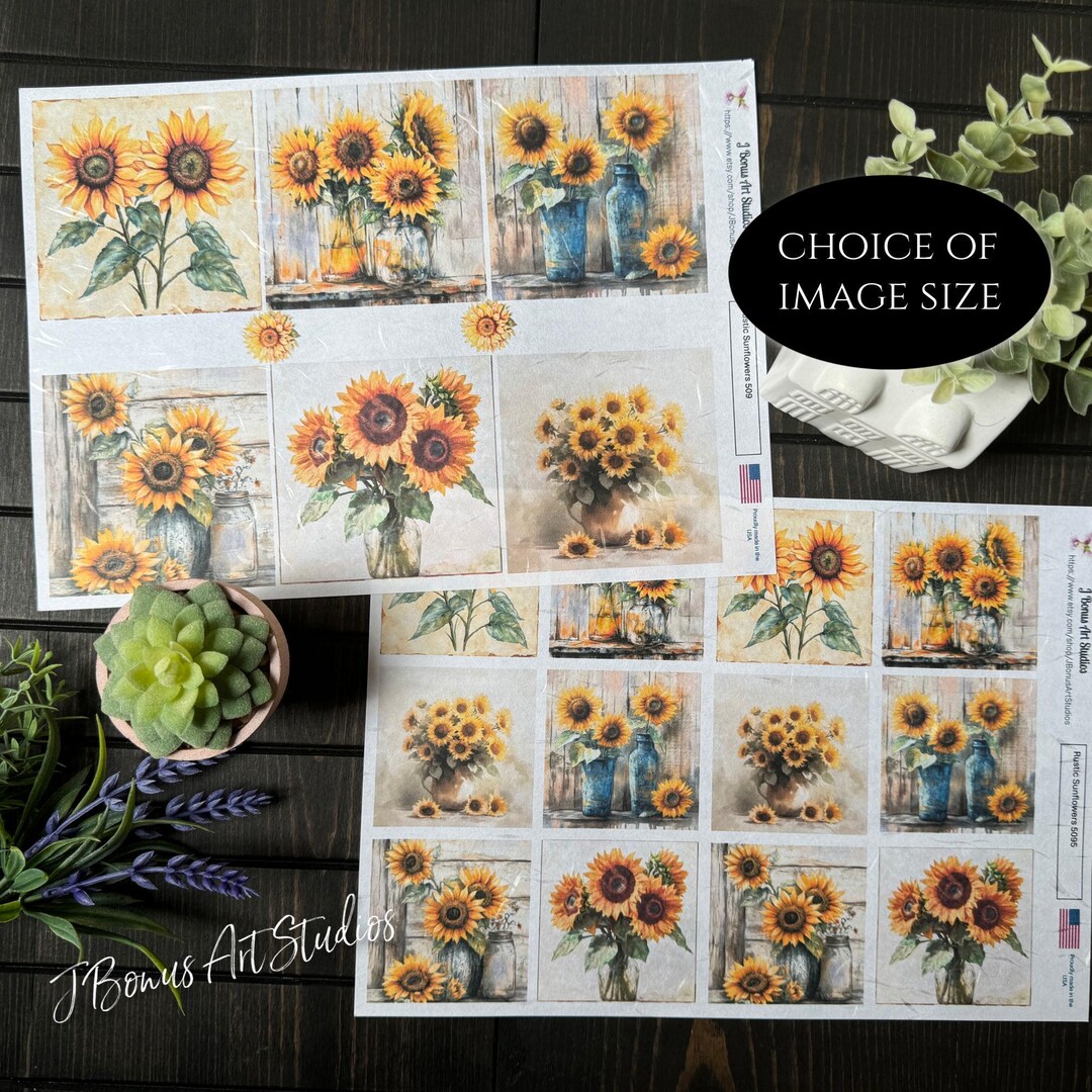 Rustic Sunflowers, A4 Rice Paper, Small Craft Decoupage Projects ...