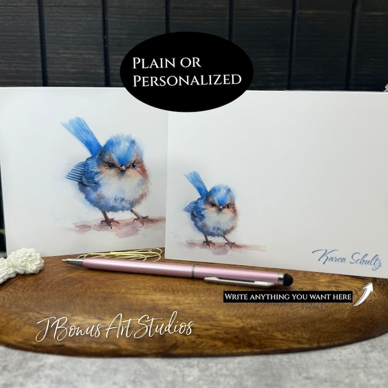 Bluebird Notecards With Envelopes, Folded Note Cards With Name, Blank ...