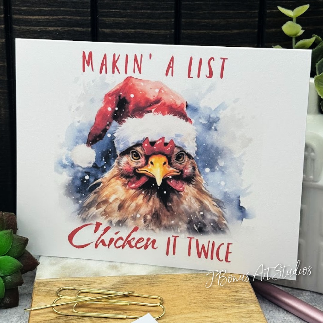 Funny Christmas Chicken Notecards, Folded Note Card Set With Envelopes ...
