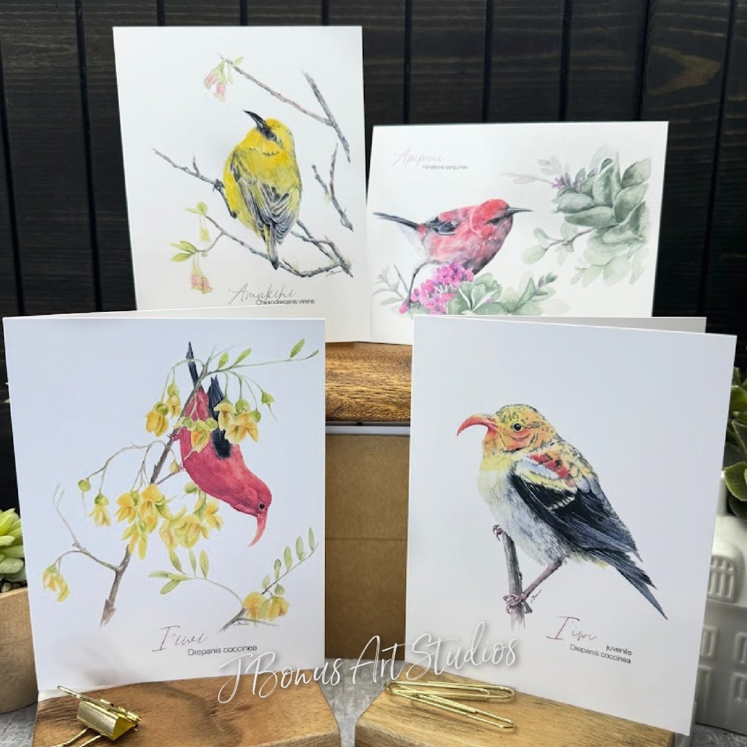 Hawaii Birds Blank Note Card Set With Envelopes Original Watercolor Art ...
