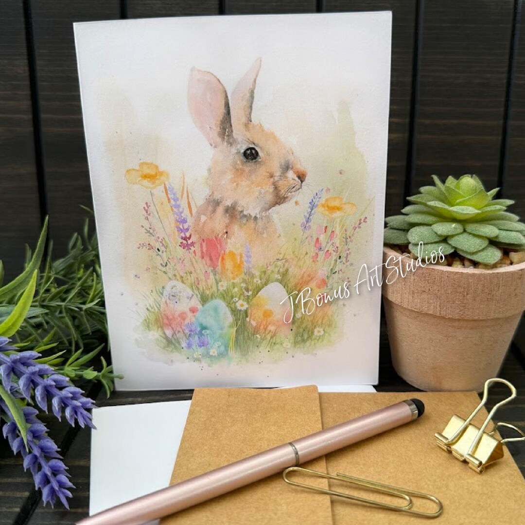 Easter Bunny, Notecards With Envelopes Set, Folded Note Cards ...