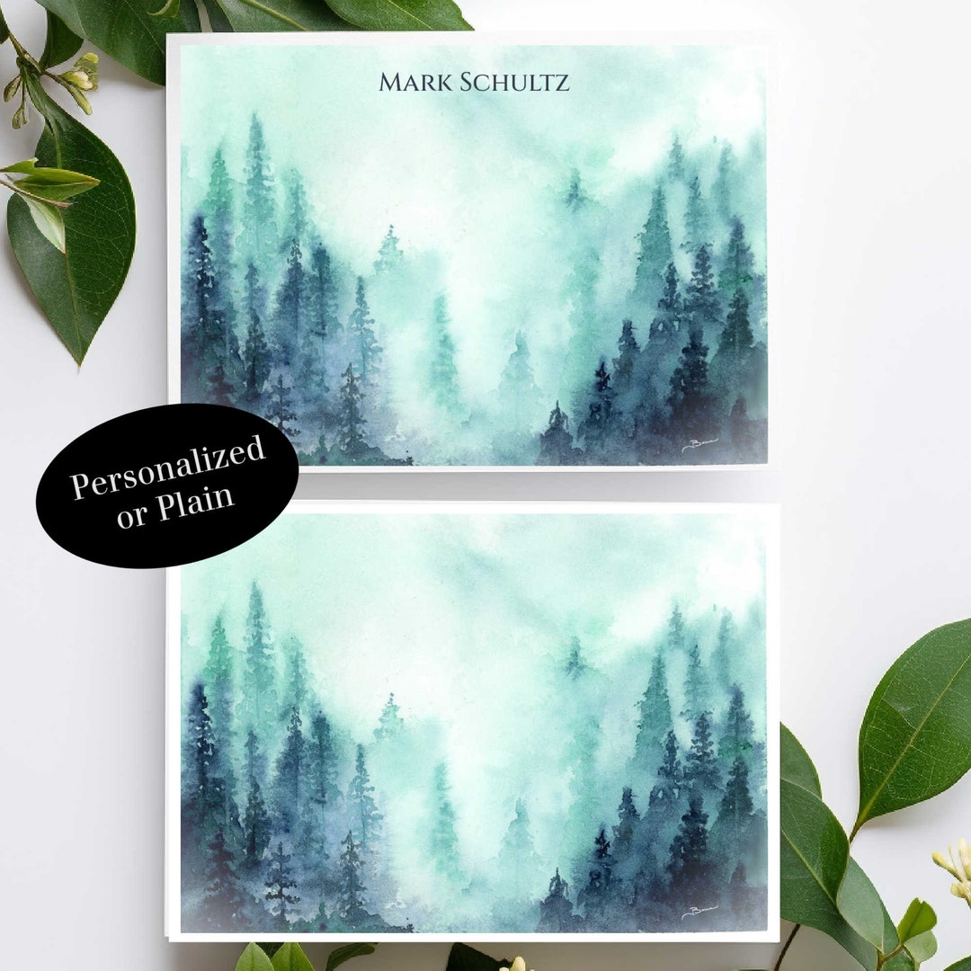 Misty Tree Landscape Notecards With Envelopes Folded Note - Etsy