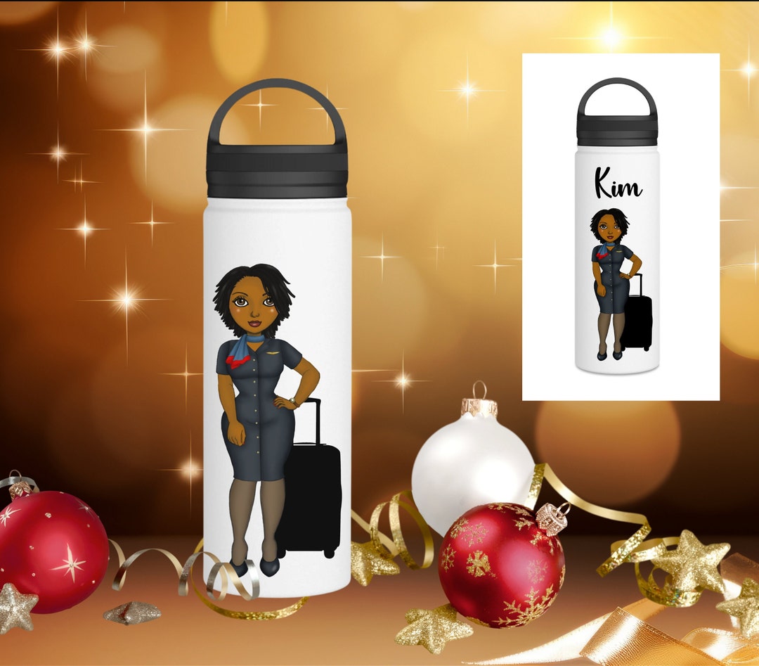 Personalized Flight Attendant Gift, Metal Water Bottle, Graduation Gift ...