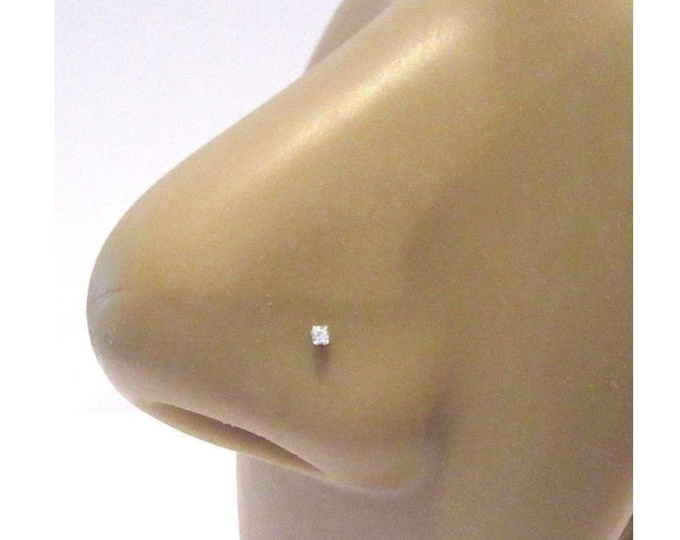 SUPER SPARKLY TINY Nose Stud in Sterling Silver and 18K Gold, 22 Gauge ...