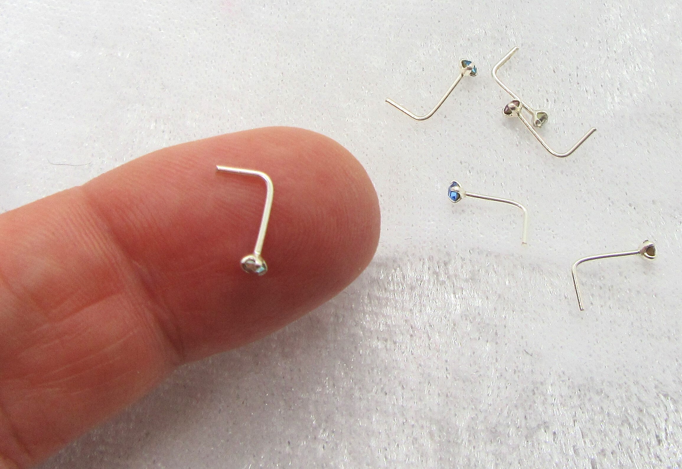 6 Piece 22G Nose Studs L Shape Bent Post Nose Ring Pins 22 Gauge 22G ...