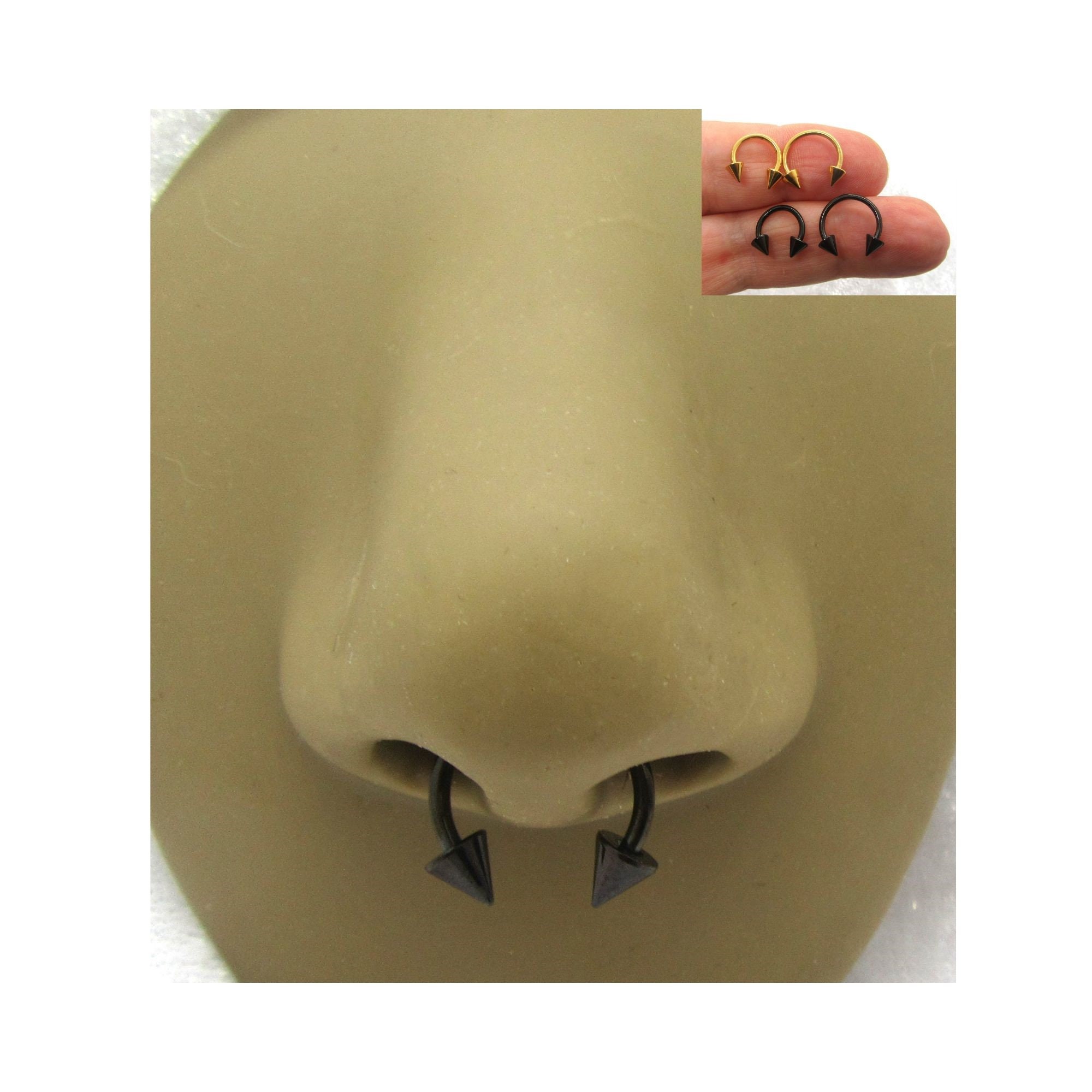 14G 16G Septum Ring Gold Black Titanium Septum Jewelry Spiked Septum ...