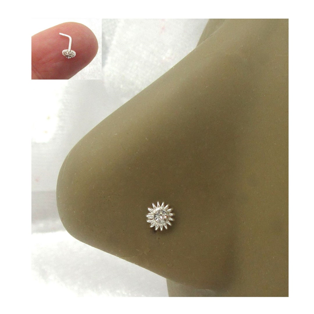 20G Silver Nose Stud L Shape Bent Post Nose Ring Pin 20 Gauge 20G Nose ...