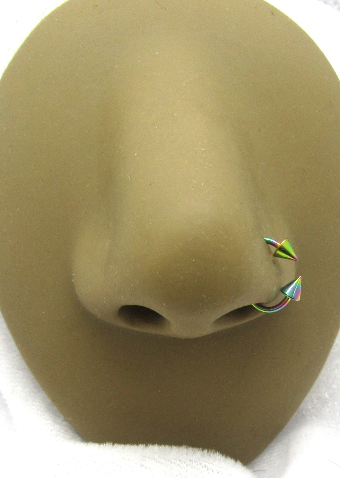 Spike Nose Ring Hoop — Double Spike Nostril Piercing in 20 Gauge / 18 ...