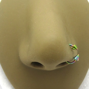 20G 18G 16G Double Spikes Nose Hoop Spiked Nose Ring Nostril Hoop Ring ...