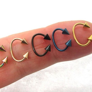 20G Double Spikes Nose Hoop Spiked Nose Ring Nostril Hoop Ring 20 Gauge ...