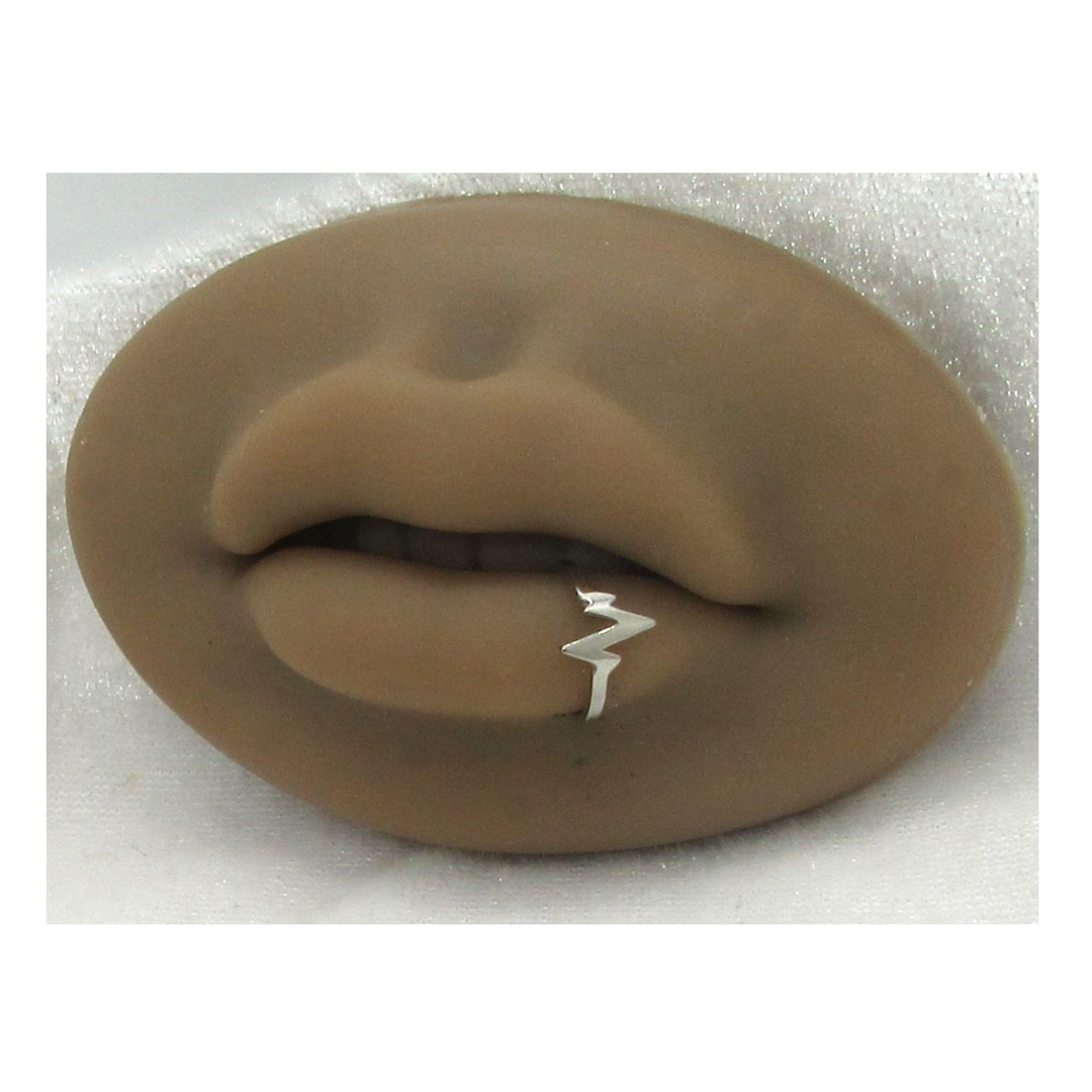 Silver 16G Snake Bites Labret Lip Ring Bottom Side Lip Ring Horseshoe ...