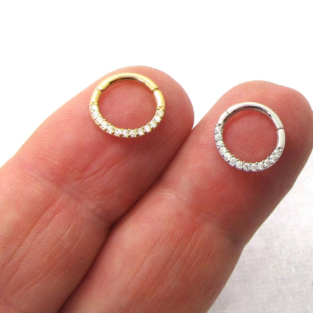 16G Gold White Gold Septum Cartilage Ring Daith Helix Snug Forward ...