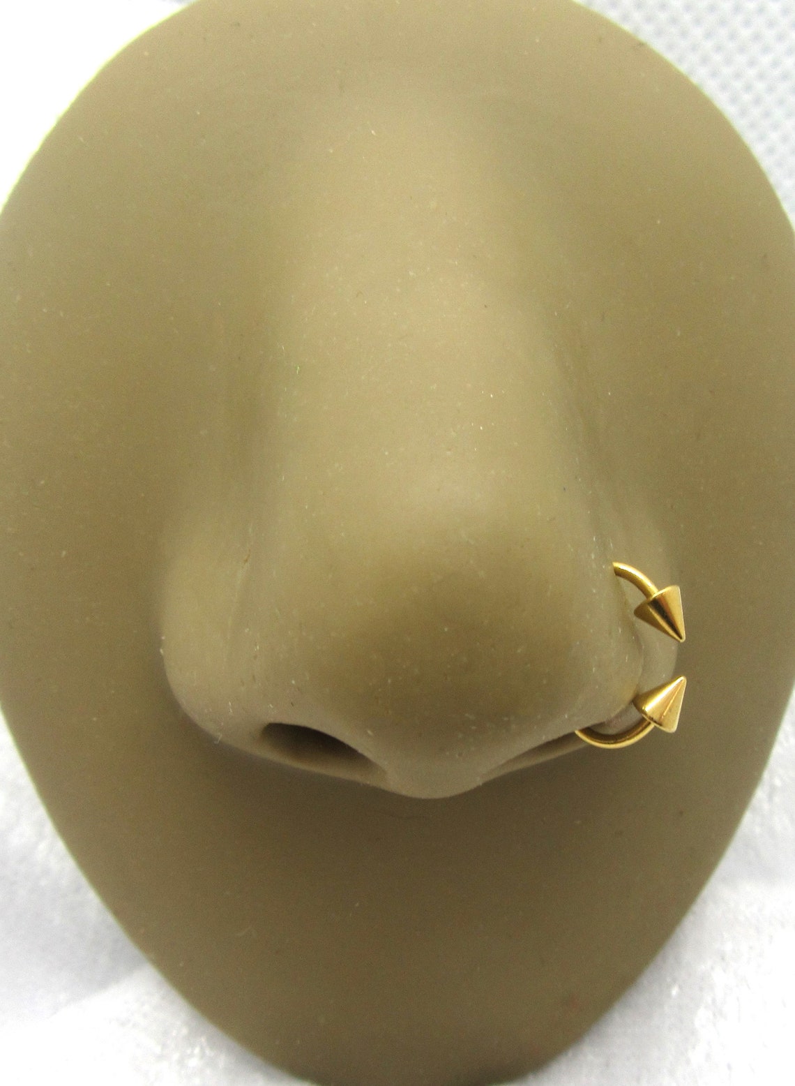 Spike Nose Ring Hoop — Double Spike Nostril Piercing in 20 Gauge / 18 ...