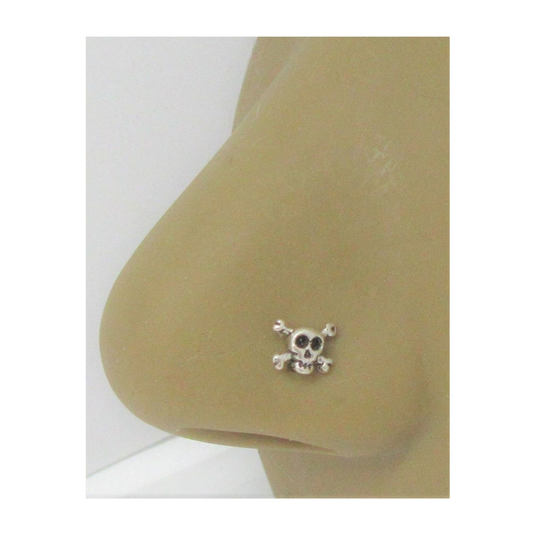 22G Nose Stud Nose Screw Nose Ring Pins 22 Gauge Nose Jewelry Skull ...