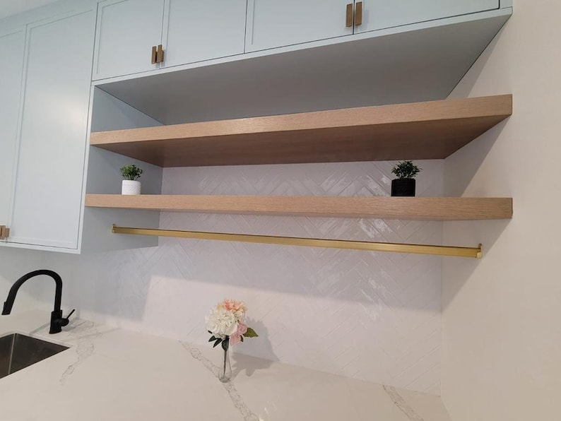 Customized Mud Room, Kitchen Cabinets, Floating Oak Shelves, Customized ...