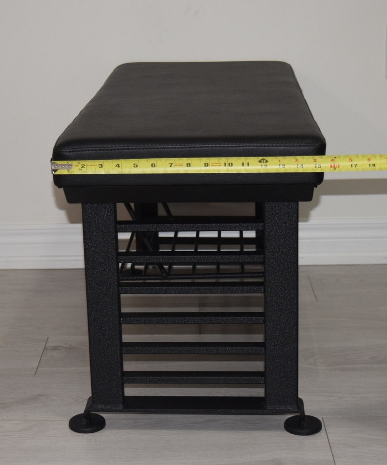 Iron Table With Rexine Seat and Inbuilt Shelf Shoe Stand and Sitting ...