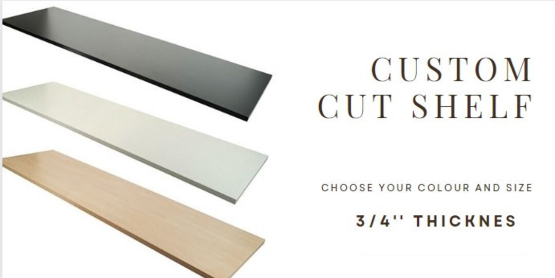 White/black/grey/maple Melamine Cabinet Shelf | Custom Cut to Size | 3/ ...