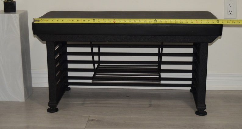 Iron Table With Rexine Seat and Inbuilt Shelf Shoe Stand and Sitting ...