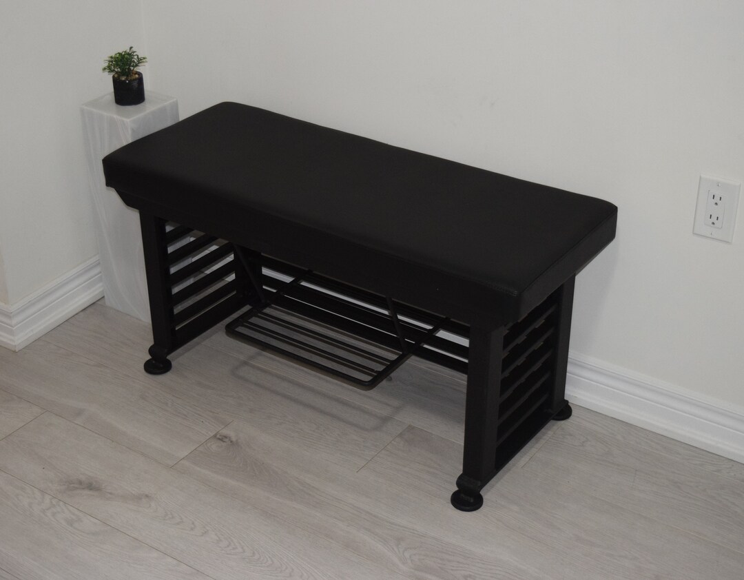 Iron Table With Rexine Seat and Inbuilt Shelf Shoe Stand and Sitting ...
