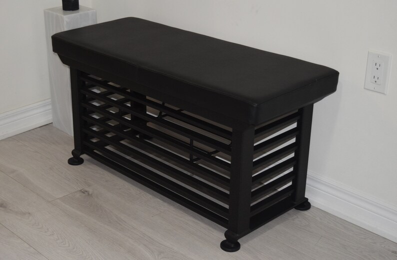 Iron Table With Rexine Seat and Inbuilt Shelf Shoe Stand and Sitting ...