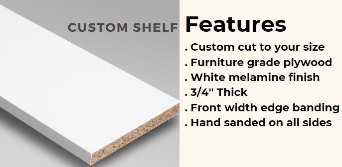 White Melamine Cabinet Shelf | Custom Cut to Size | 3/4" Thick Wooden ...