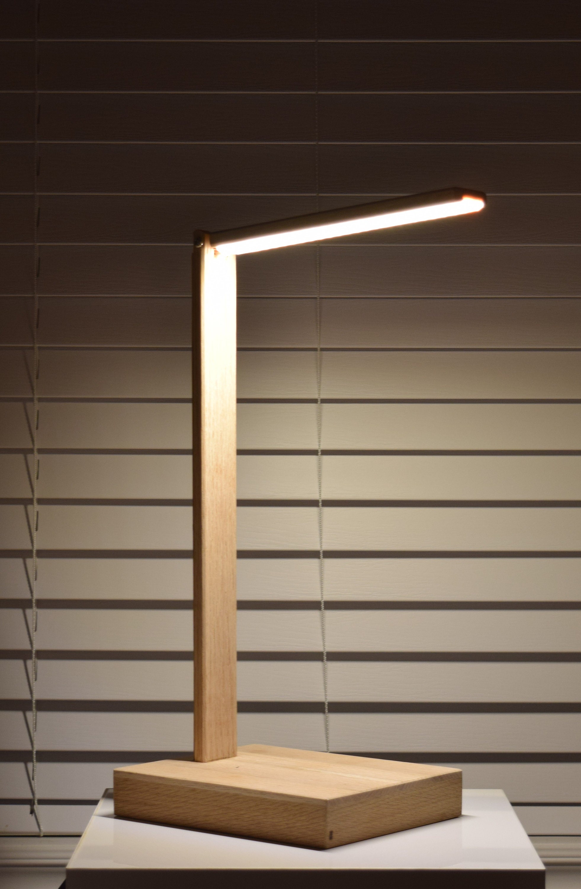 Oak Wood Handmade Table Lamp With Foldable Light | Handmade Desk Light ...