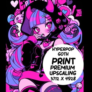 Anime Girl Goth Hyperpop | PNG Download Print | Manga Poster | Wall Art ...