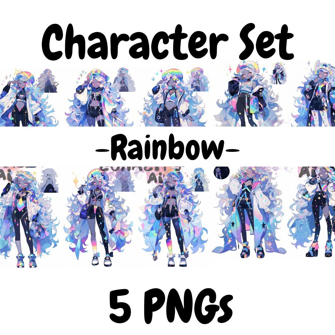 Character Set rainbow Character OC Adopt, Character Design, Reference ...