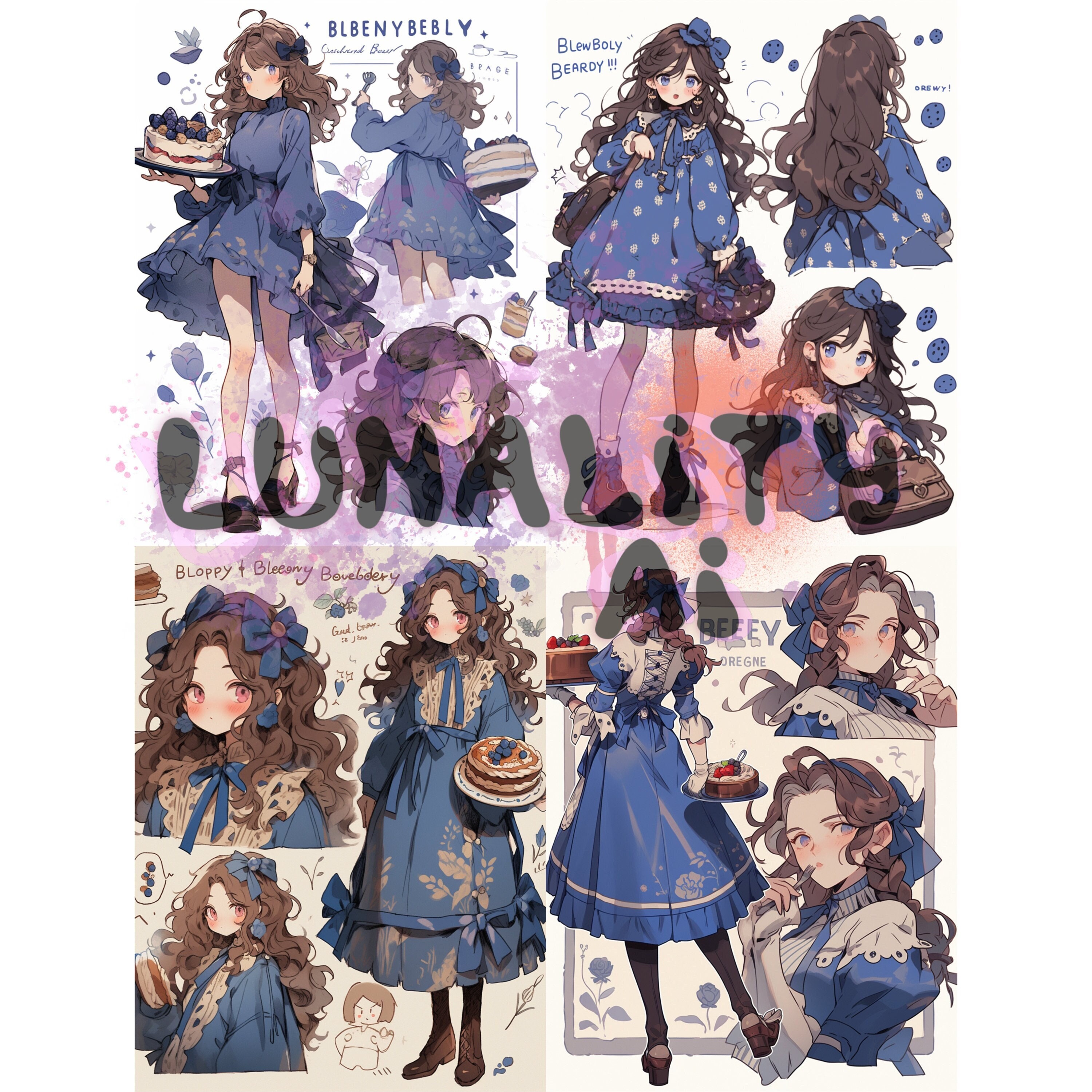 Character Set blueberry Cheesecake Character OC Adopt, Character Design ...