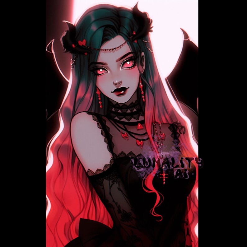 Anime Girl Demon Queen Png Download Print Manga Poster Wall Art Dark Gothic Ai Print Wallpaper