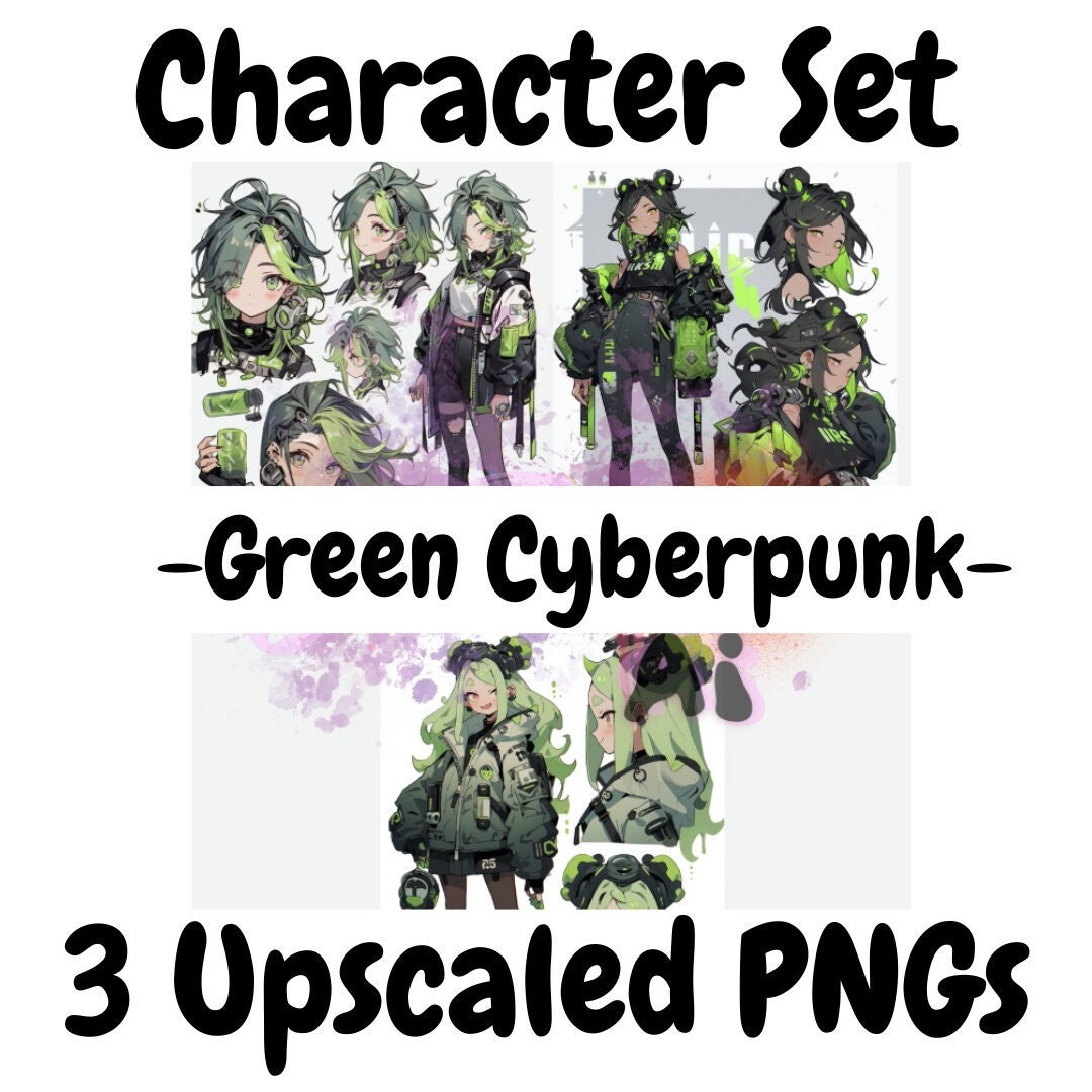 Character Set green Cyberpunk Character OC Adopt, Character Design ...