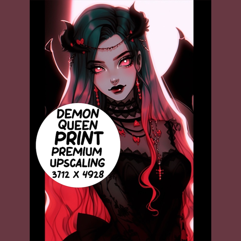 Anime Girl Demon Queen Png Download Print Manga Poster Wall Art Dark Gothic Ai Print Wallpaper
