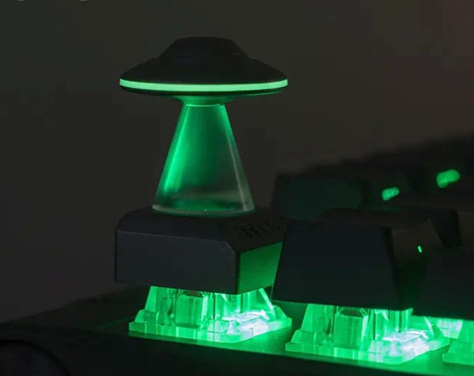 Alien Head Keycap Flying Saucer Little Green Men UFO Area 51 Mechanical ...