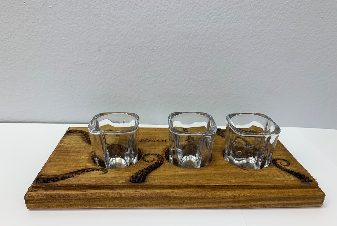 Reclaimed Wood Shot Glass Holder, Party Shot Tray, Shot Serving Board ...
