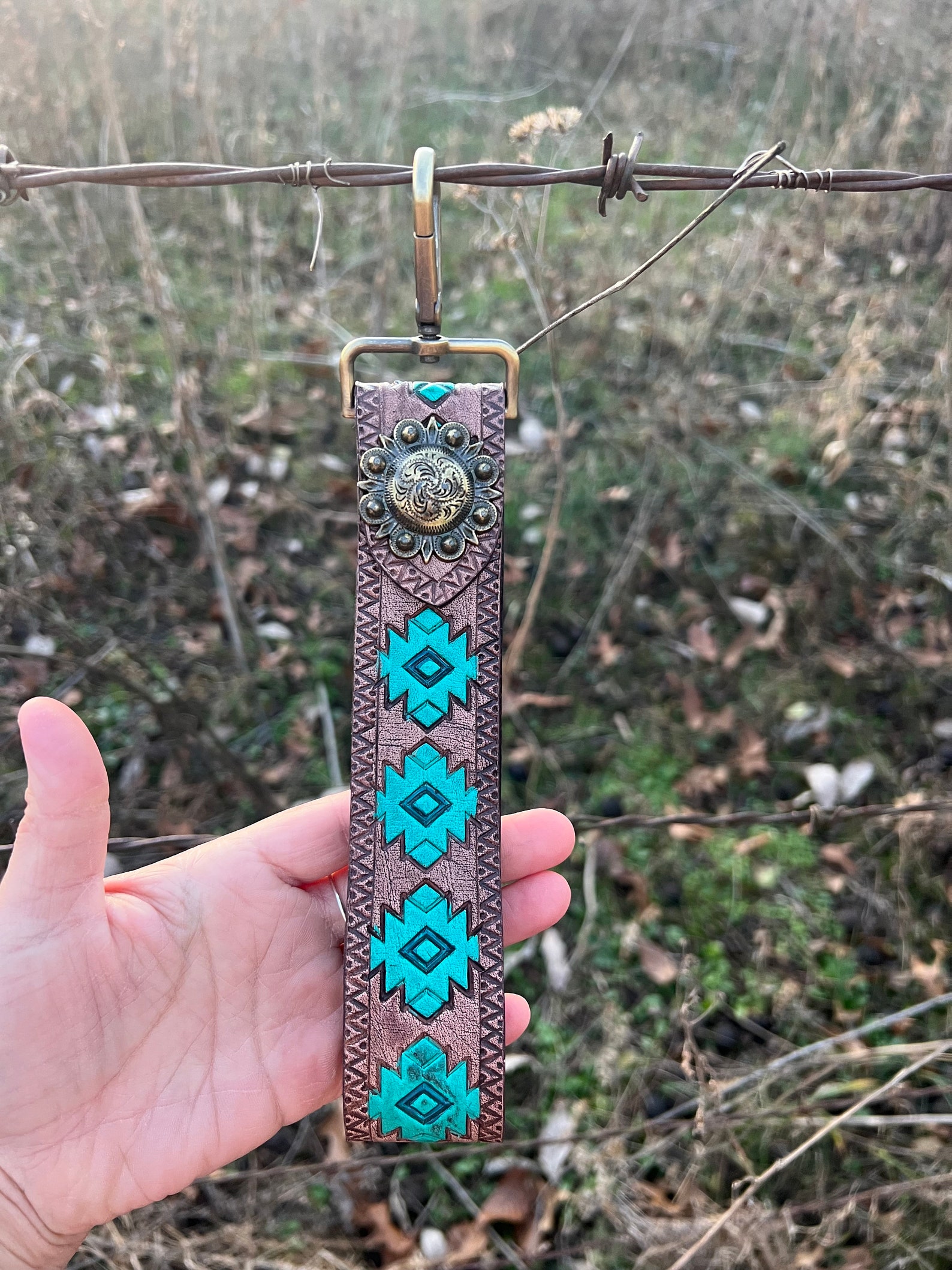 Rebranded Ranch Western Tooled Leather Wristlet Keychains - Etsy