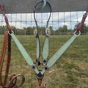 Bling Mint Crystal Ultimate Western Show Horse Tack Set Headstall ...